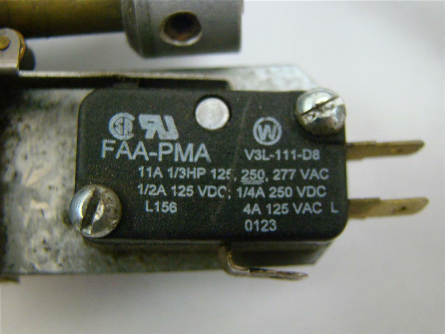 Manual Control Block with MicroSwitch FAA-PMA V3L-111-D8 1/3HP | Joseph ...