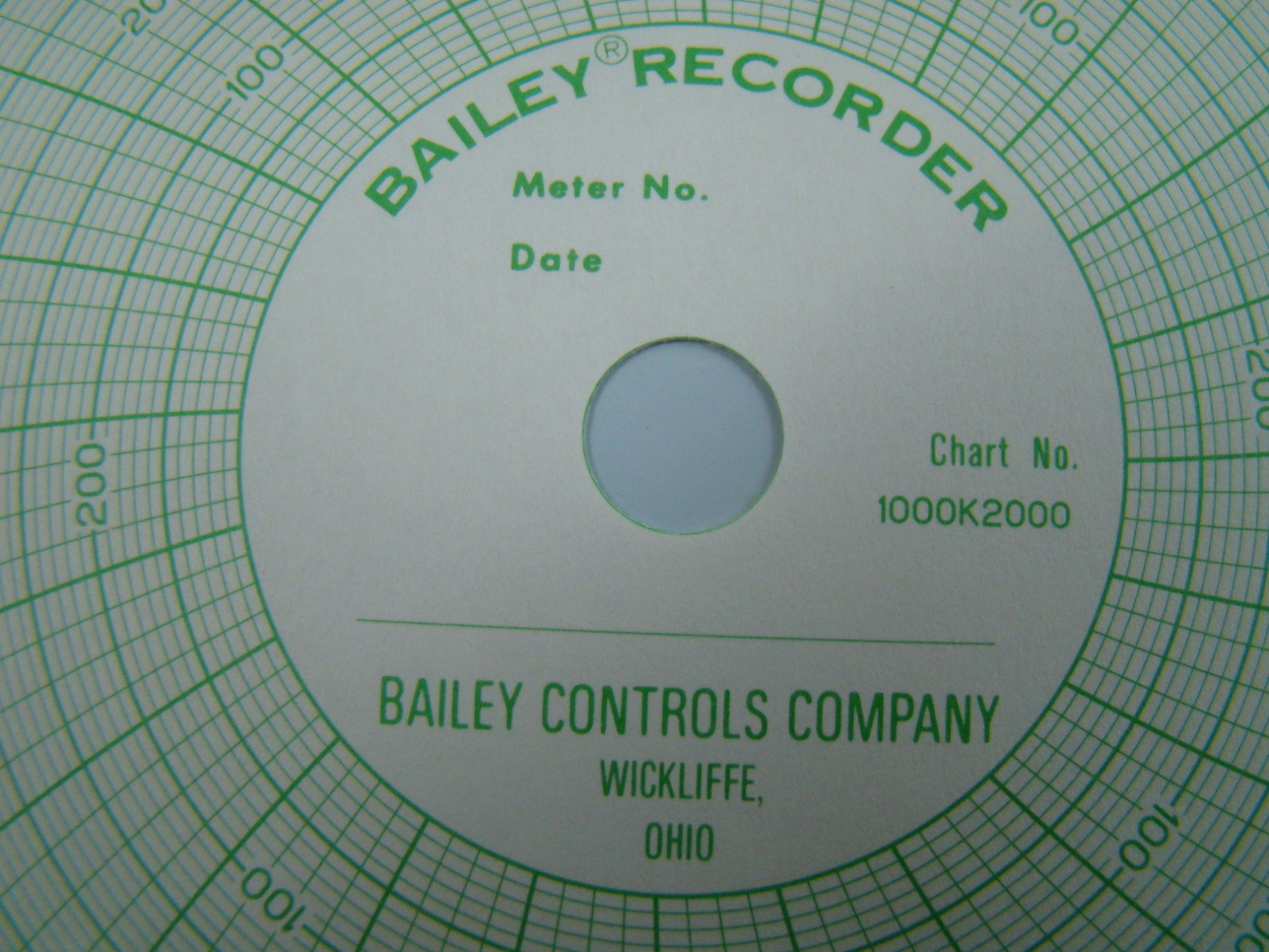 Bailey Circular Recording Charts 100-2000 Range No. 1000K2000 PN ...