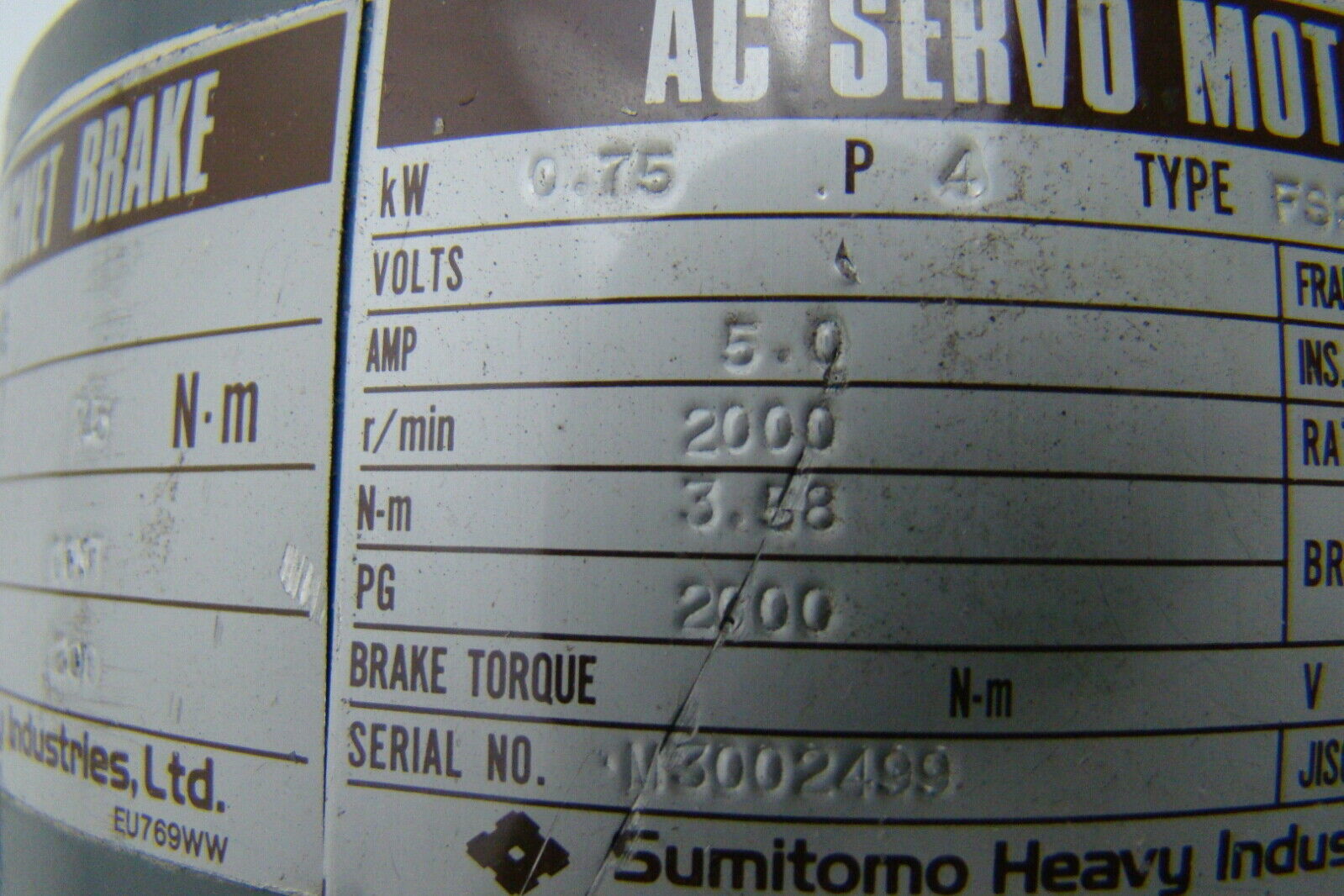 Sumitomo Heavy Industries AC Servo Motor Magnetic Brake 200VAC ...
