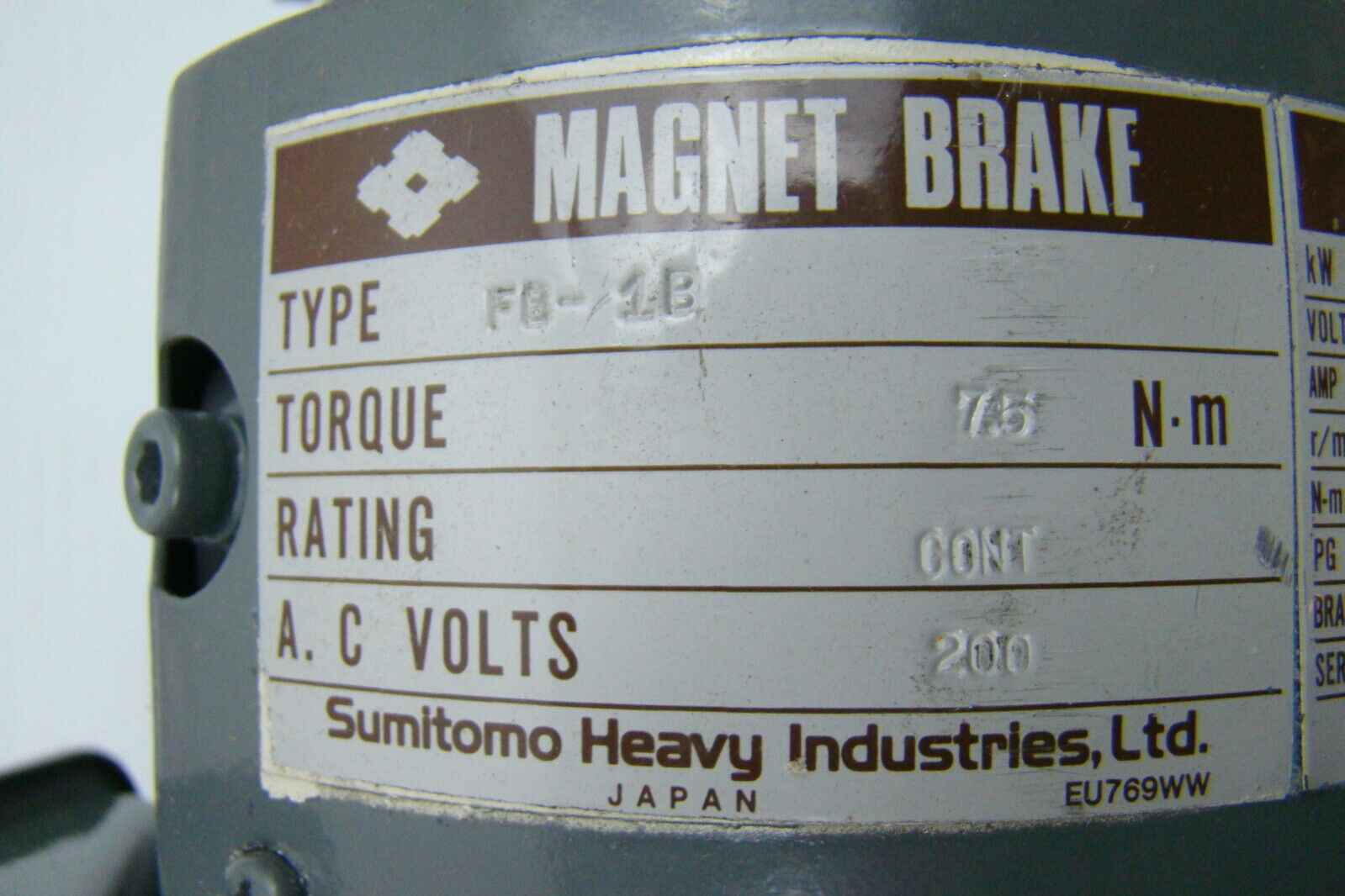 Sumitomo Heavy Industries AC Servo Motor Magnetic Brake 200VAC ...