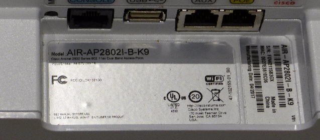 CISCO AIRONET 2802 SERIES 802.11AC DUAL BAND ACCESS POINT AIR-AP2802I-B ...