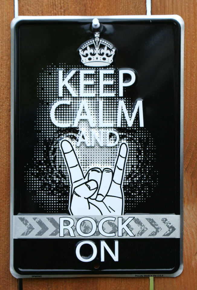 Keep Calm & Rock On Tin Sign Metal Music Hard Rock & Roll Black Silver ...