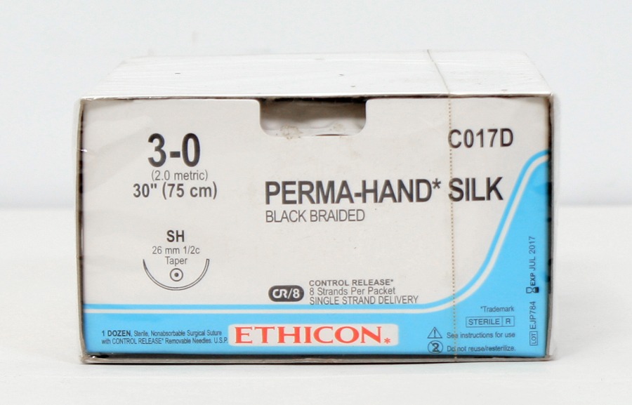 Ethicon Perma-Hand Silk 3-0 Suture 30" (75cm) Taper SH 1Dz x 8 New ...
