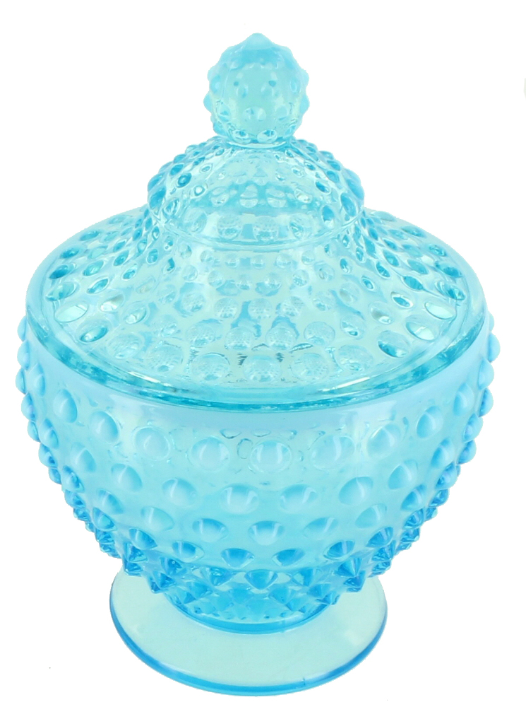 Vintage Fenton Hobnail Blue Opalescent Footed Candy Jar W Lid Ebay