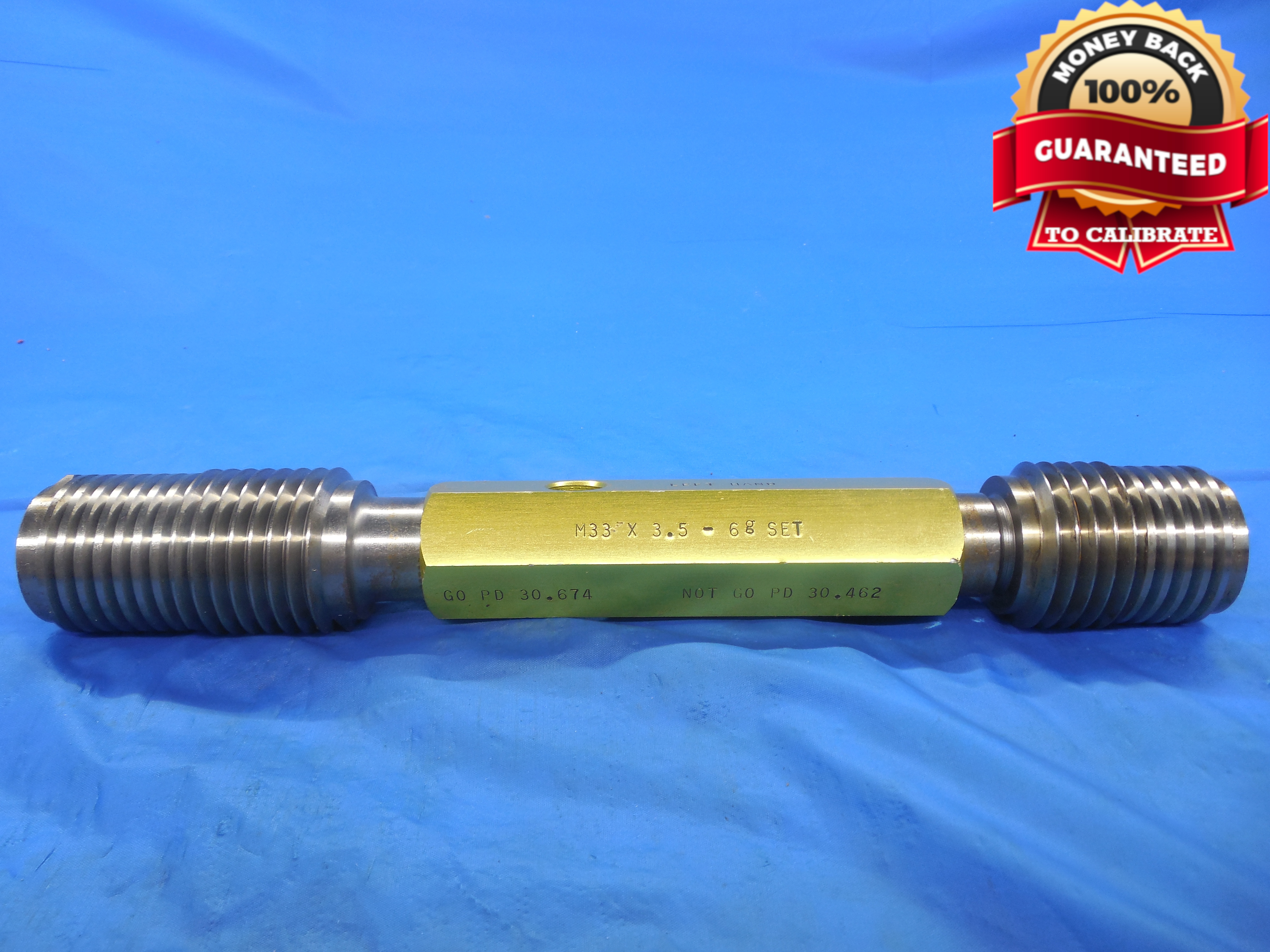 M33 X 3.5 6g LEFT HAND SET THREAD PLUG GAGE 33.0 GO NO GO PD'S = 30.674 ...
