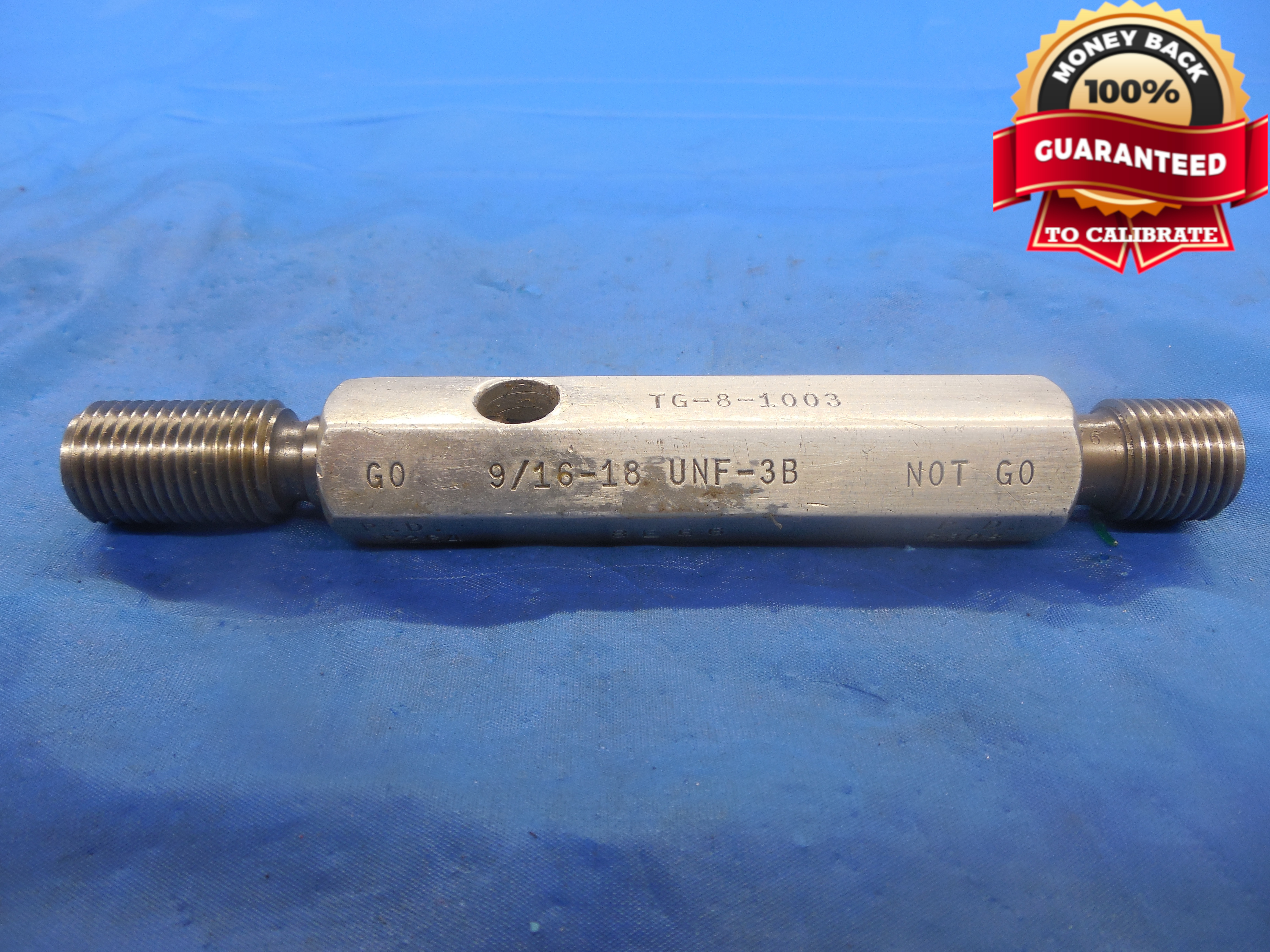 9/16 18 UNF 3B THREAD PLUG GAGE .5625 GO NO GO P.D.'S = .5264 & .5308 ...