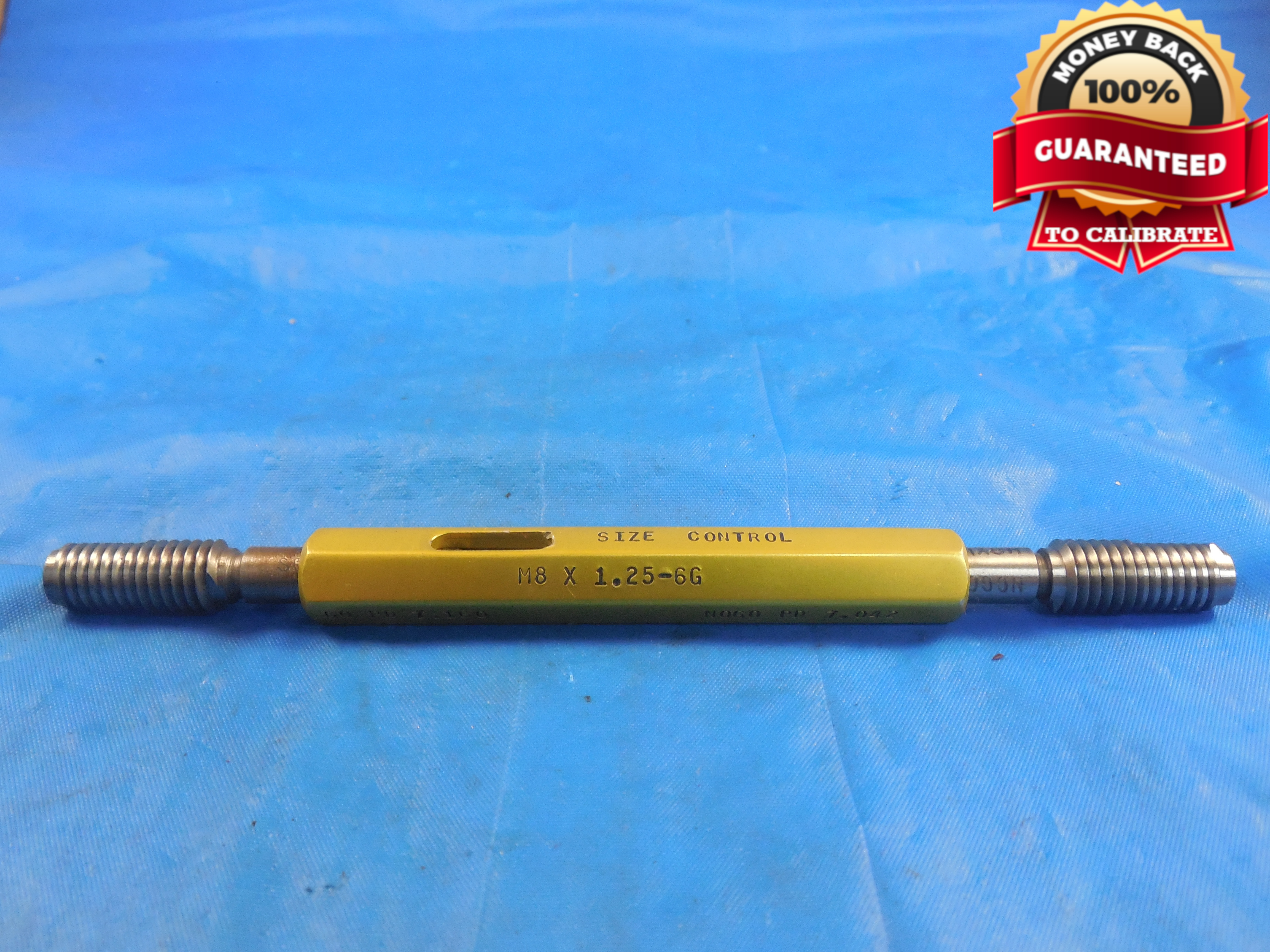 M8 X 1.25 6g METRIC SET THREAD PLUG GAGE 8.0 GO NO GO P.D.'S = 7.160 ...