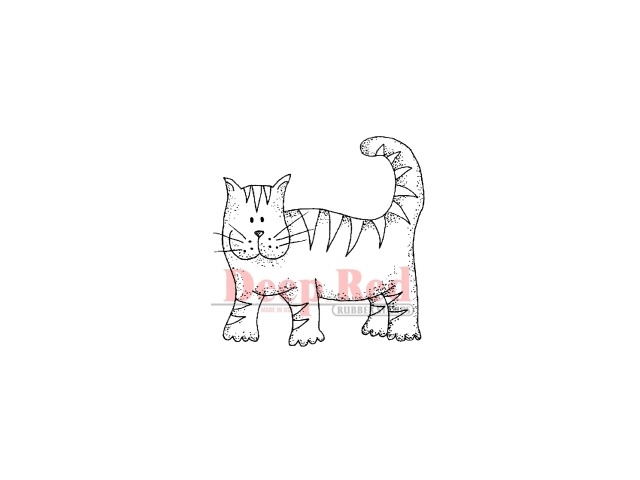 Deep Red Rubber Stamp Tiger Cat Kitten Stipple Drawing | Dragonfly Whispers