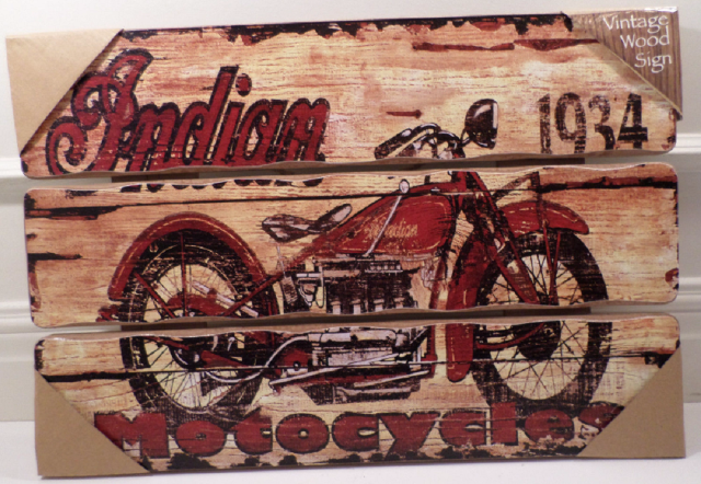 Indian Motorcycle Wooden Wall Sign Plaque 1934 Vintage Patina ...