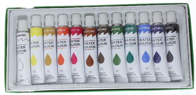 Artist Color Pallet Watercolor Paint Set of 12 Tubes .4 FL Oz Tubes ...