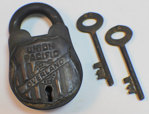 Union Pacific Railroad Lock And Key Set Solild Brass Antiqued Patina ...