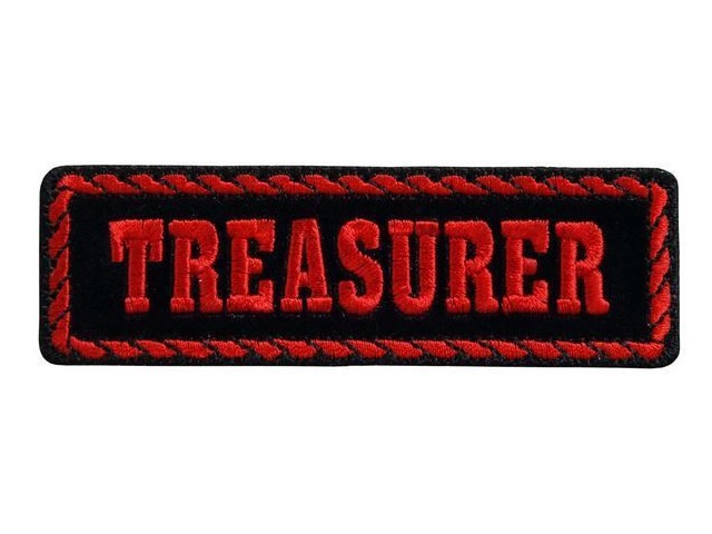 Black And Red Treasurer Rider Motorcycle Uniform Patch Biker ...