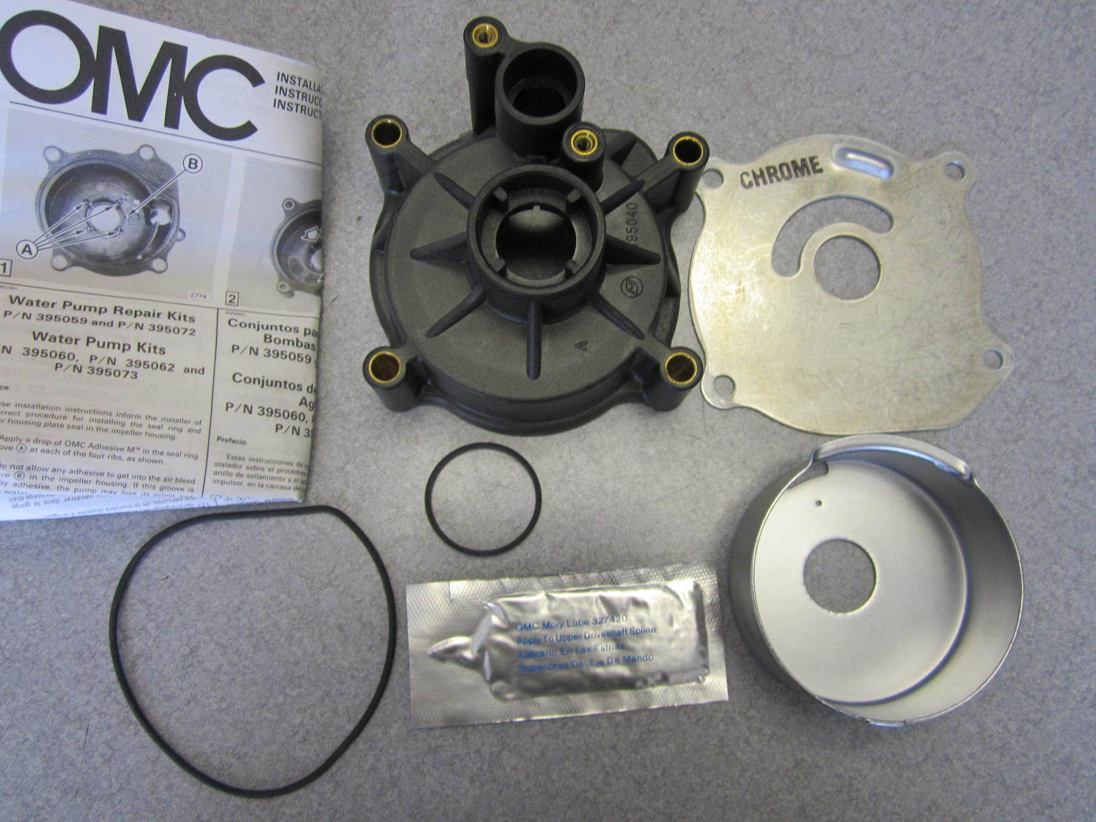395059 435526 OMC Chrome Pump Kit With Impeller Housing Evinrude ...