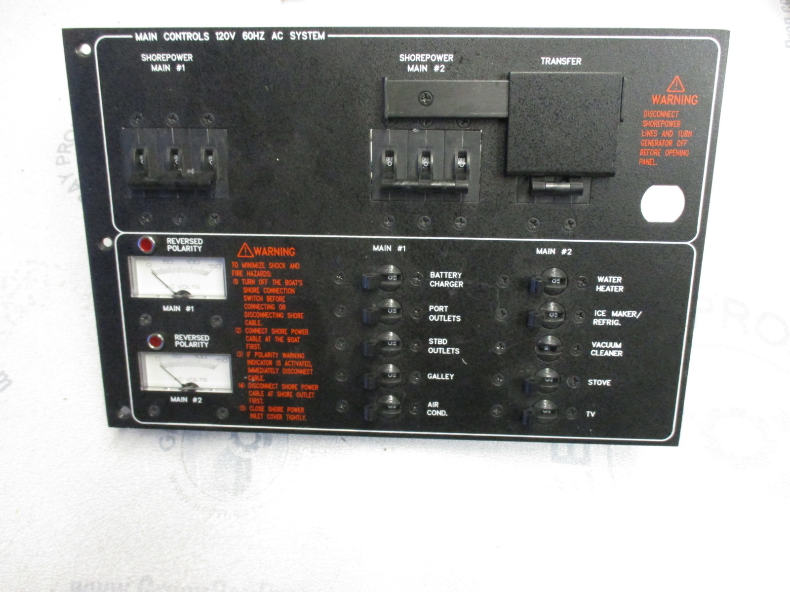 Marine Boat Breaker Panel Main Controls 120V 60HZ AC System | Green Bay ...