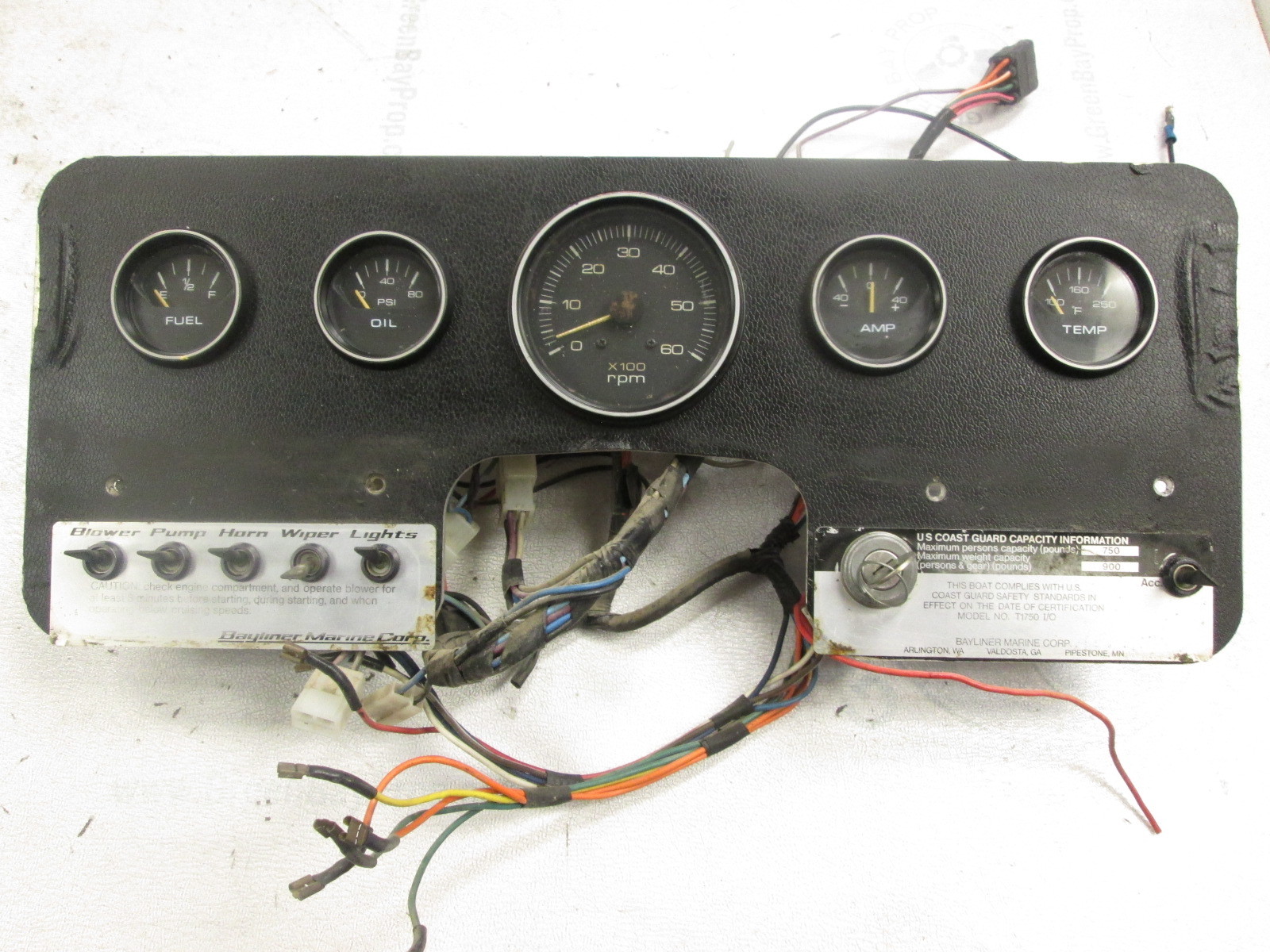 1976 Bayliner Cascade Dash Panel with Gauges and Switches | Green Bay ...