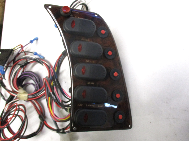 Marine Boat Dash Switch Panel and Fuse Block Wood Grain Finish | Green ...