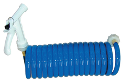 Washdown Station Coiled Hose Only 25 Blue Wpistol Grip Nozzle Green Bay Propeller And Marine