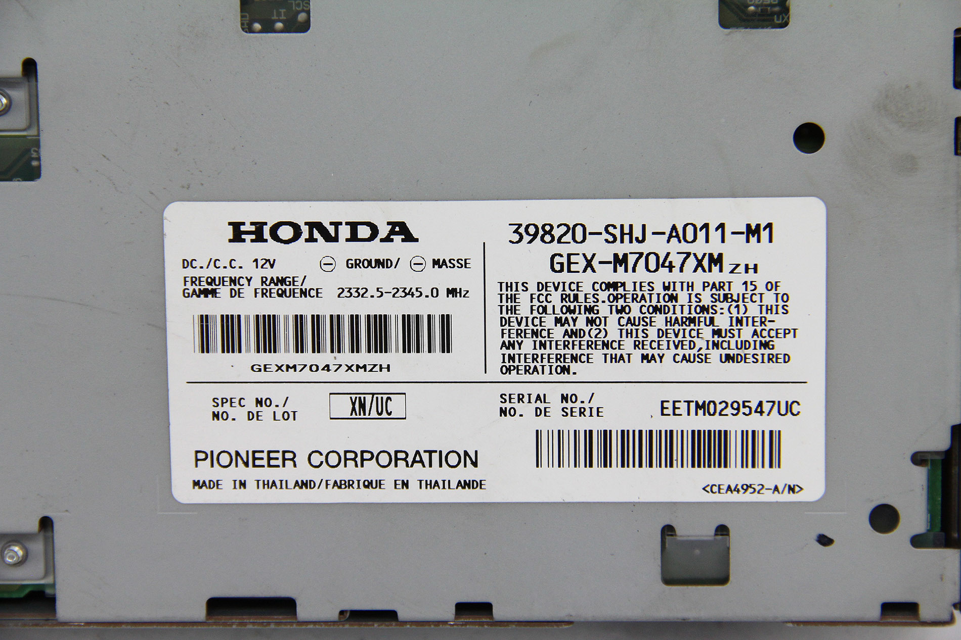 Honda Odyssey 05-06 XM Satellite Radio Receiver 39820-SHJ-A01, A634 ...