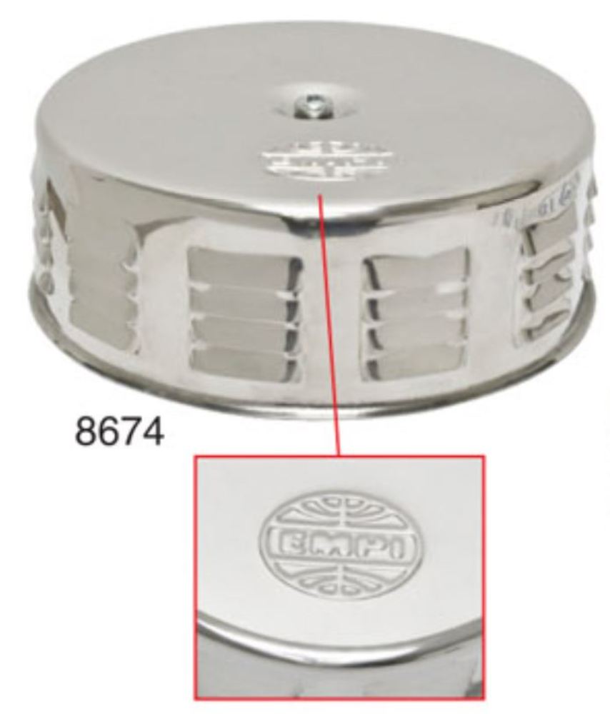 EMPI VW Bug 5-1/2"/ 3"Tall, Chrome Louvered Air Cleaner Stock Carb 2 ...