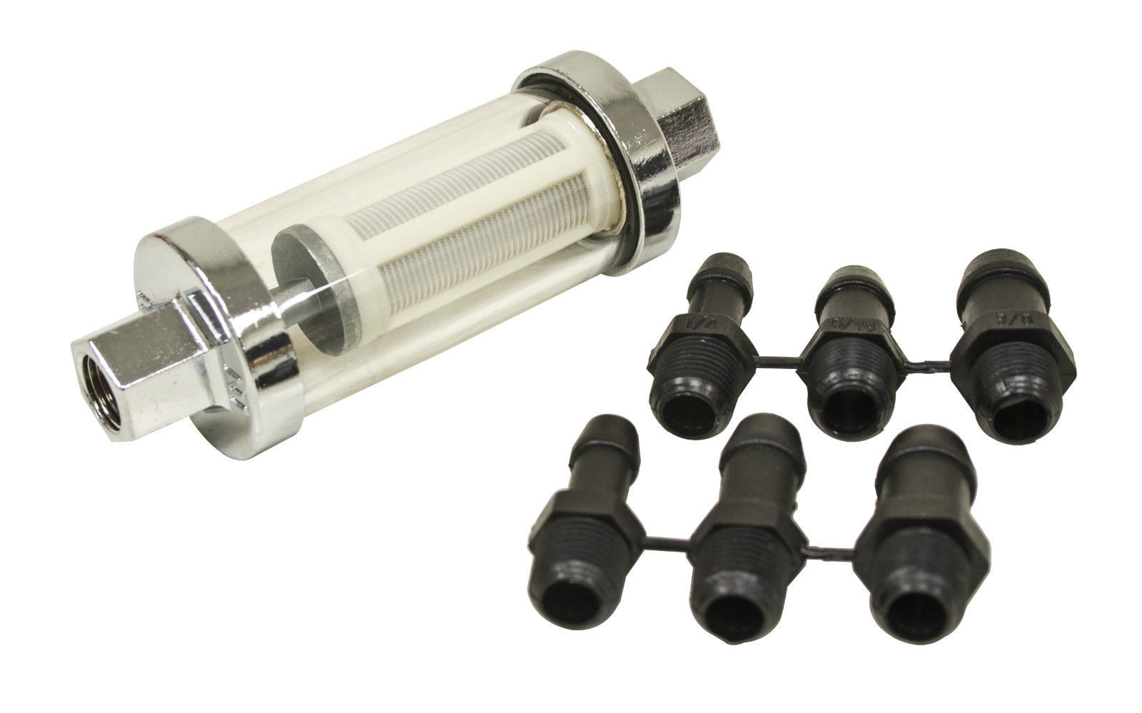 Universal 1/4" See Through Glass Fuel Filter With Fittings 9104 ...