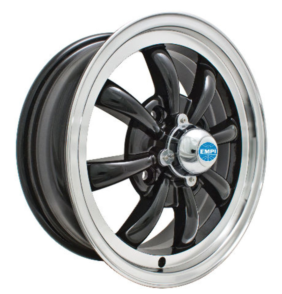 EMPI GT-8-Spoke EMPI 5.5 X 15 GLOSS BLACK wheel VW bug Type 1 2 3 ,4 ...