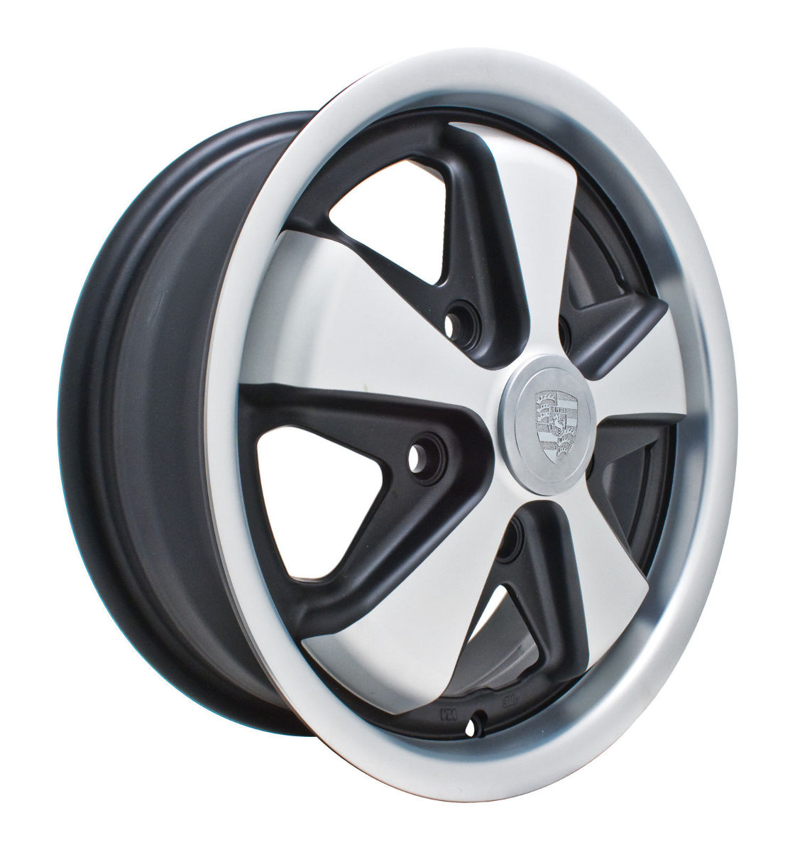 EMPI VW BUG BUS GHIA 911 ALLOY WHEELS 15X5-1/2, 5-130 PATTERN BLACK ...