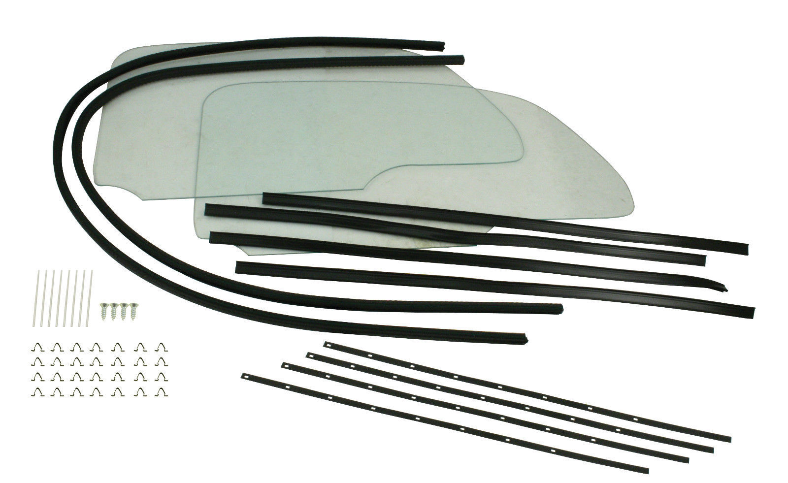 VW Bug 65- LATER ONE PIECE WINDOW KITS W/SNAP-IN SCRAPERS 9783 | Pirate Mfg