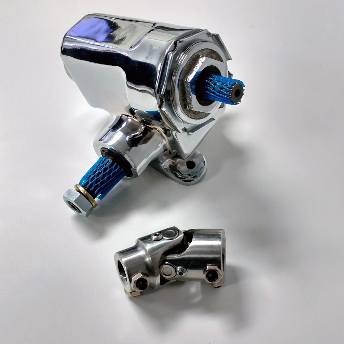 Reversed Corvair Chrome Steering Box 20:1 Ratio w/ SS U-Joint - T ...