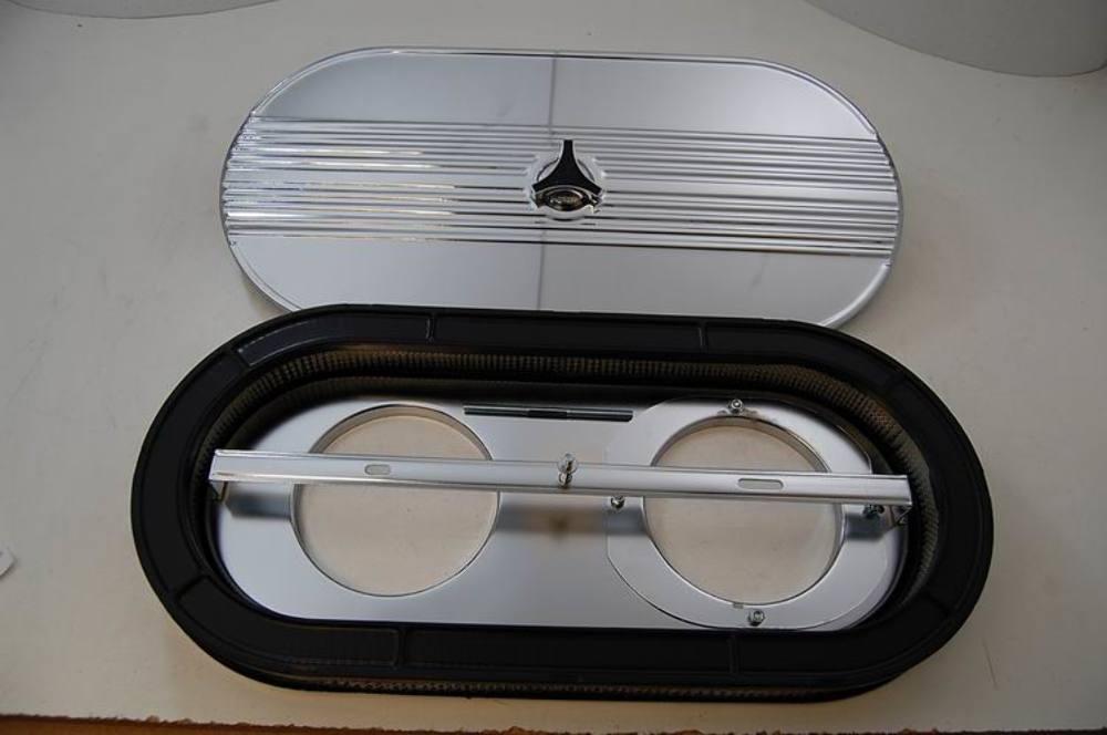 21" Chrome Finned Cobra Performance Air Cleaner Dual Carb 1965-1973 ...