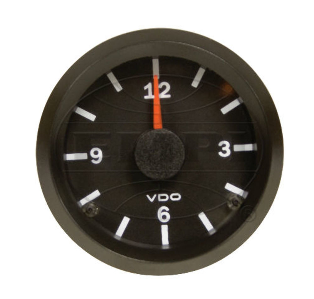 VW BUG AIR COOLED, VDO COCKPIT VISION BLACK ANALOG CLOCK 12V-2-1/16 ...