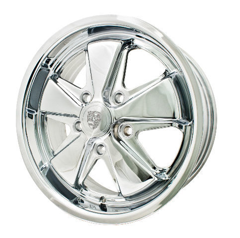 EMPI VW BUG BUS GHIA 911 ALLOY WHEELS 15X6, 5-130 ALL CHROME | Pirate Mfg
