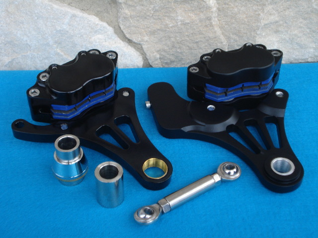 DNA SPRINGER BLACK LEFT FRONT & RIGHT REAR BRAKE CALIPERS FOR HARLEY ...